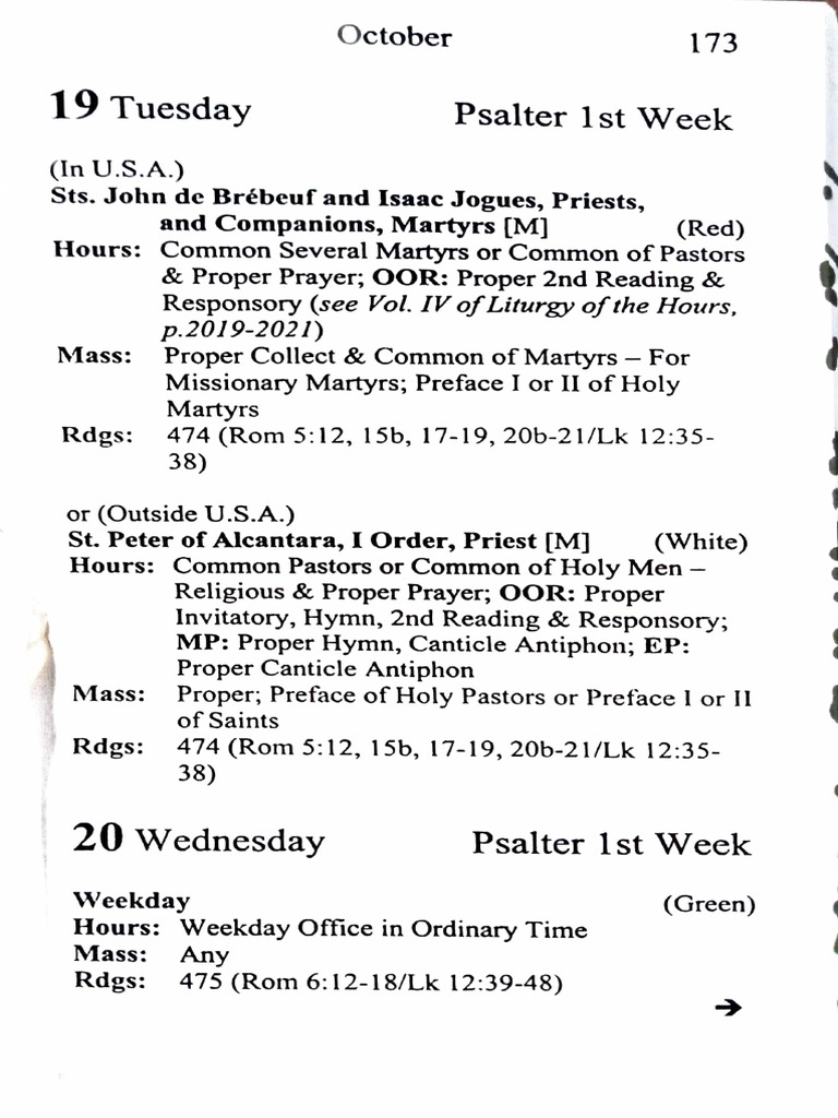 19 Tuesday: Psalter 1st Week | Download Free PDF | Mass (Liturgy ...