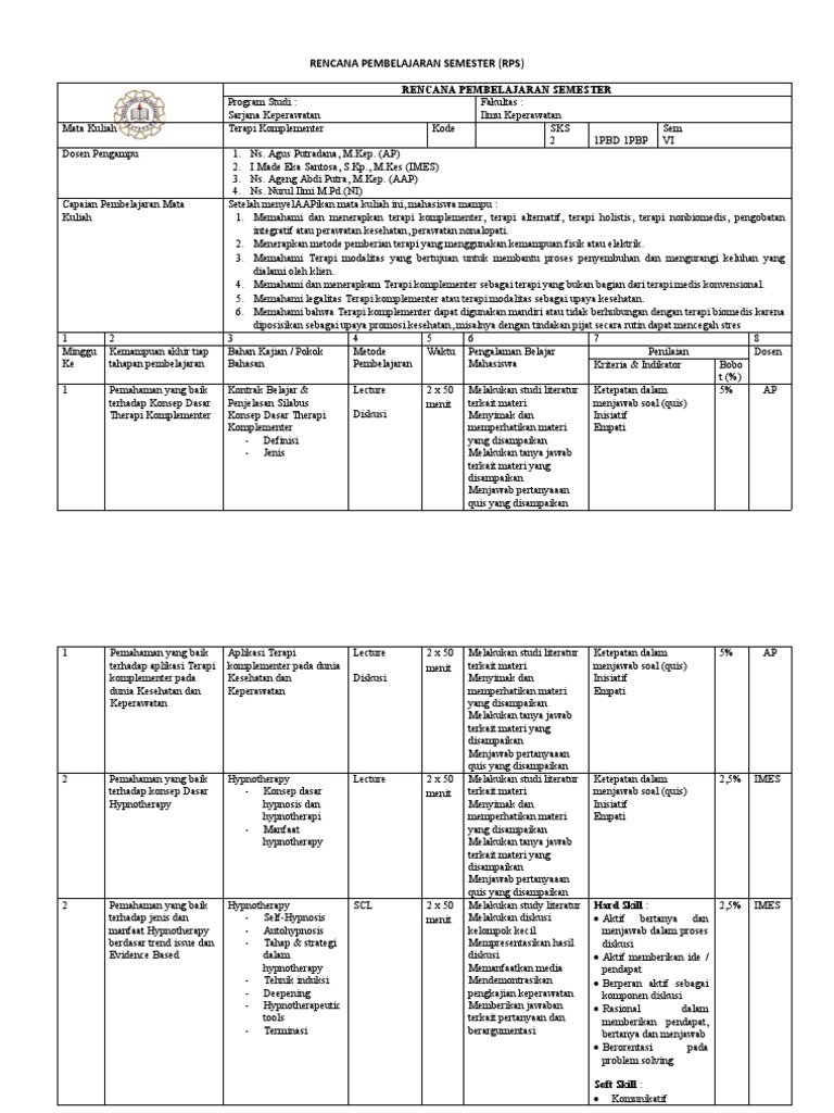 RPS Terapi Komplementer 2020-2021 | PDF