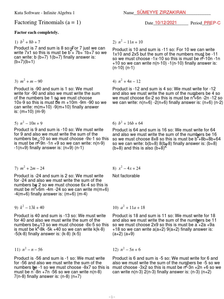 Factoring 1prep | PDF | Algebra | Mathematics