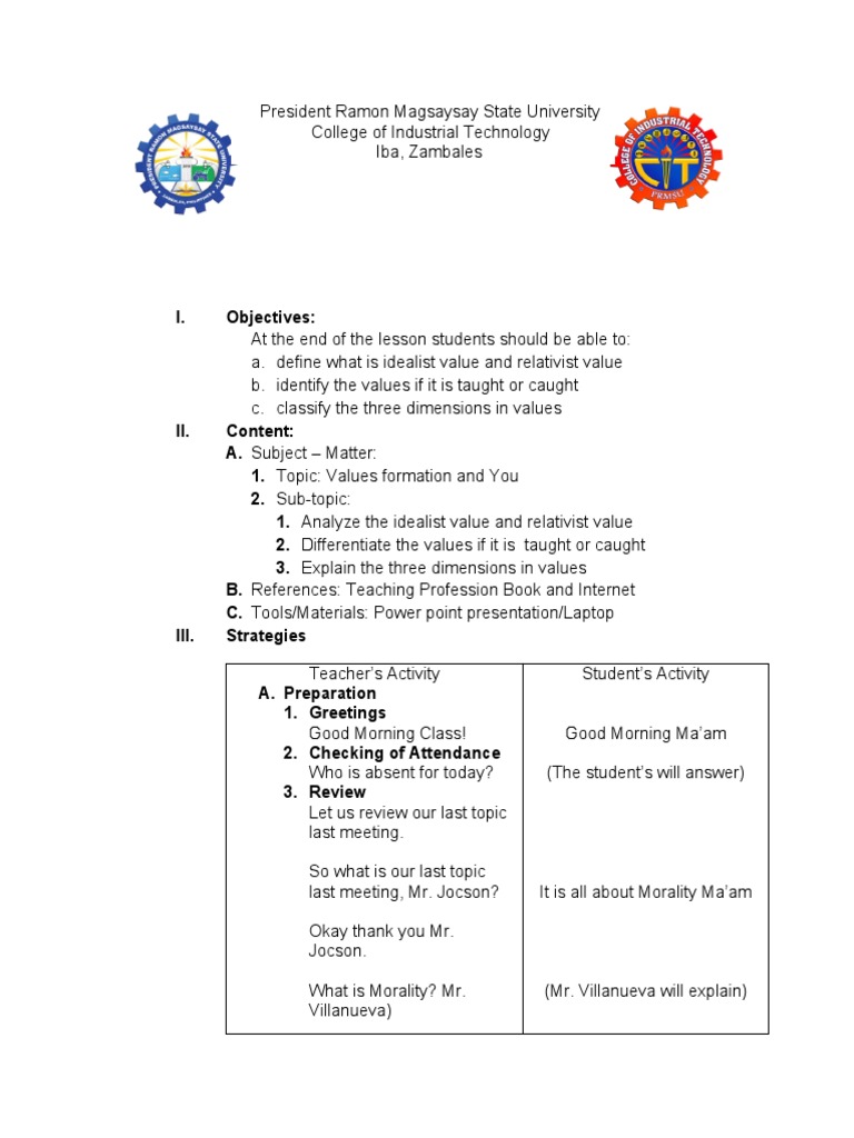 Teaching Prof Lesson Plan | PDF | Idealism | Philosophical Theories