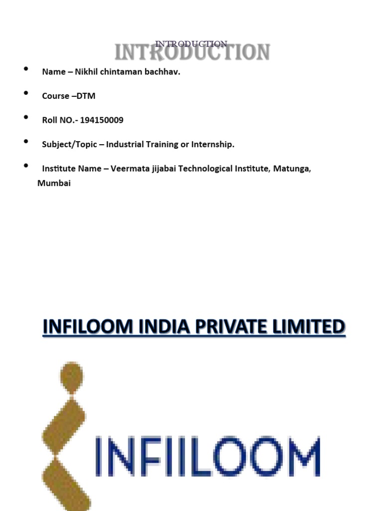 Infiloom's Introduction to Vision, Products, Specifications and ...