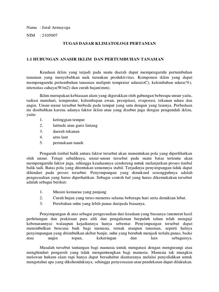 TUGAS Dasar Klimat Pertemuan 5 | PDF