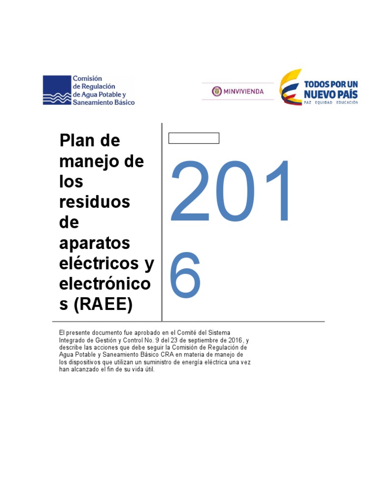 Plan de Manejo de RAEE 2016 | PDF | Residuos | Reciclaje
