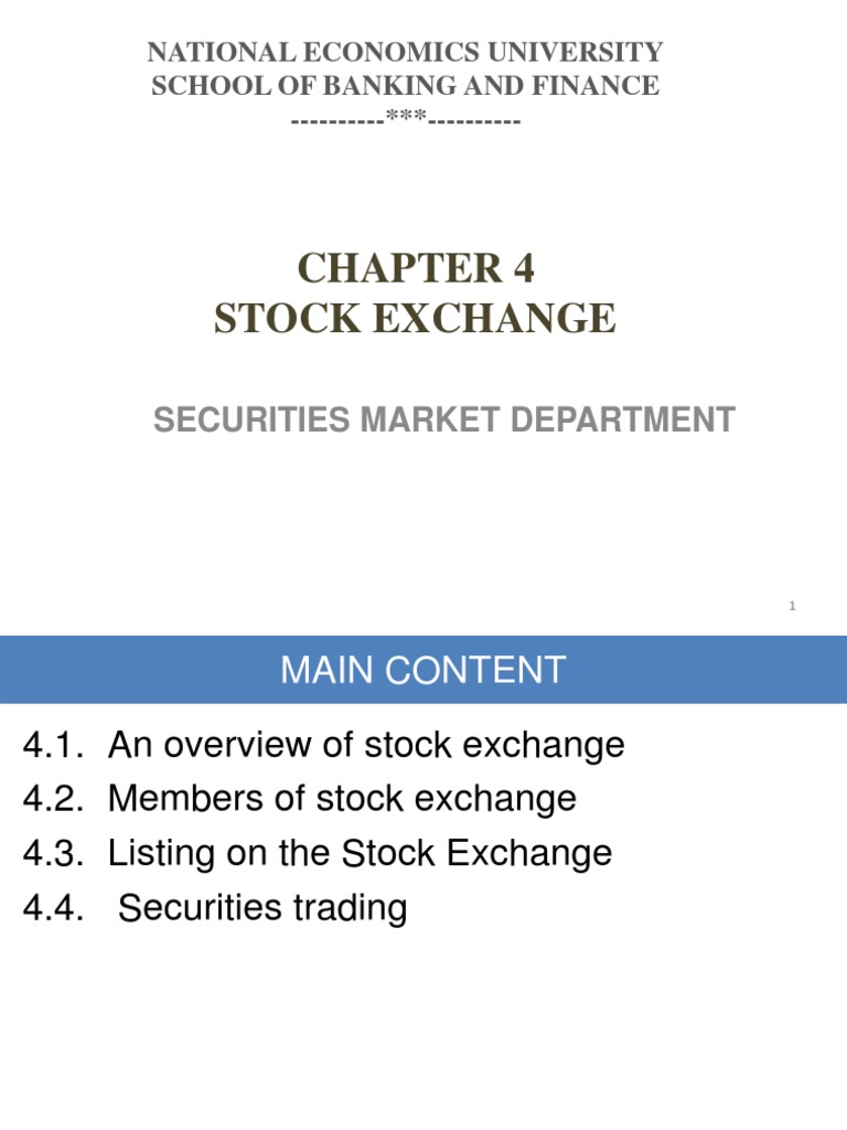 Chapter 4 - Stock Exchange | Download Free PDF | Order (Exchange) | Stocks