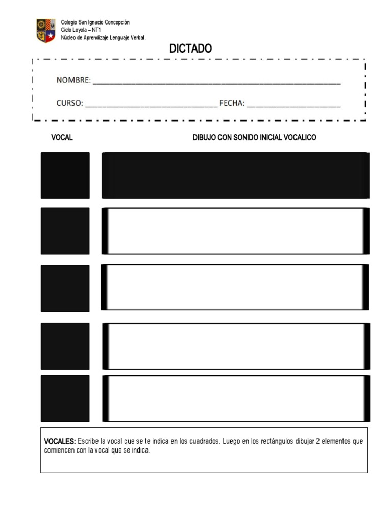 Formato de Dictado Vocales NT1 | PDF