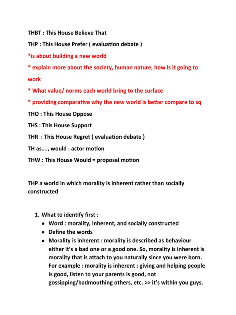 THP A World in Which Morality Is Inherent Rather Than Socially ...