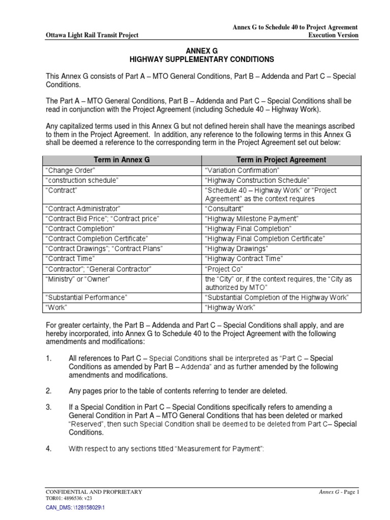 OLRT - Scope 5 - Schedule 40 - Annex G - Part A - MTO General ...