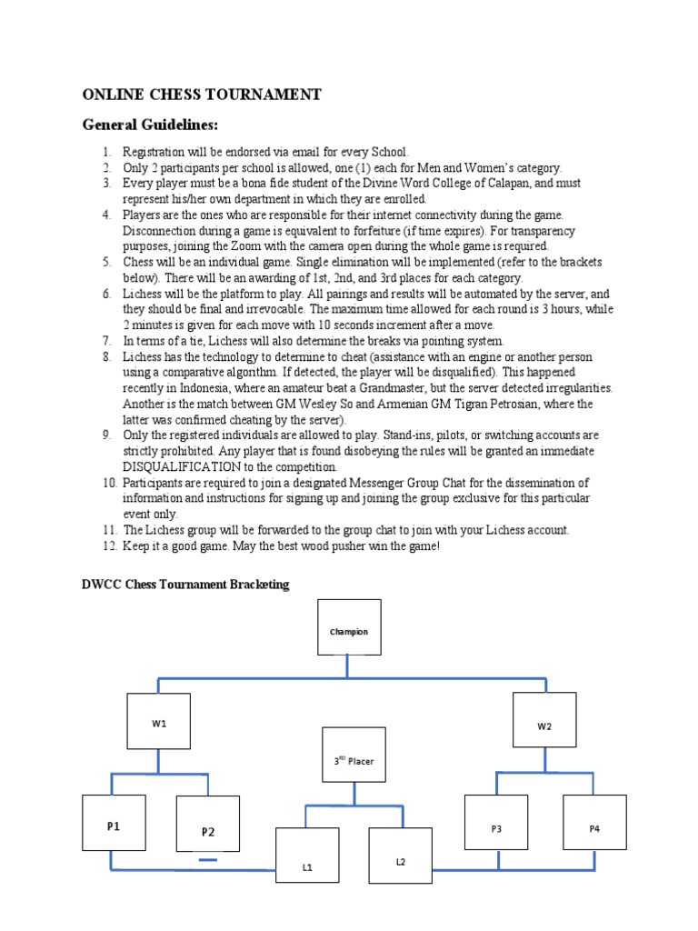 ONLINE CHESS TOURNAMENT Guidelines | PDF | Chess | Traditional Board Games