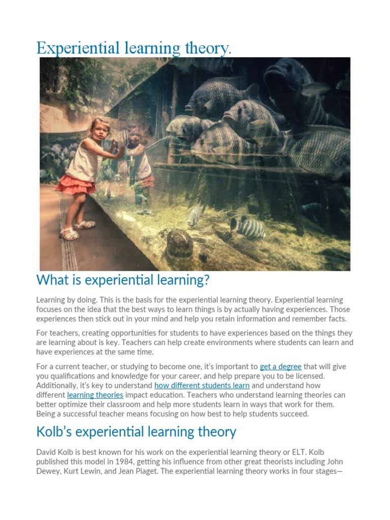 Experiential Learning Theory | PDF | Learning | Learning Theory (Education)
