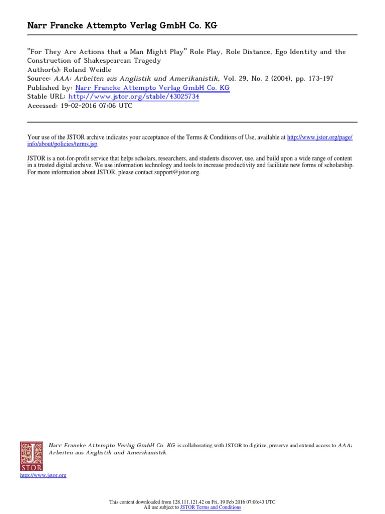 Hamlet Role Distance Identity | PDF | Hamlet