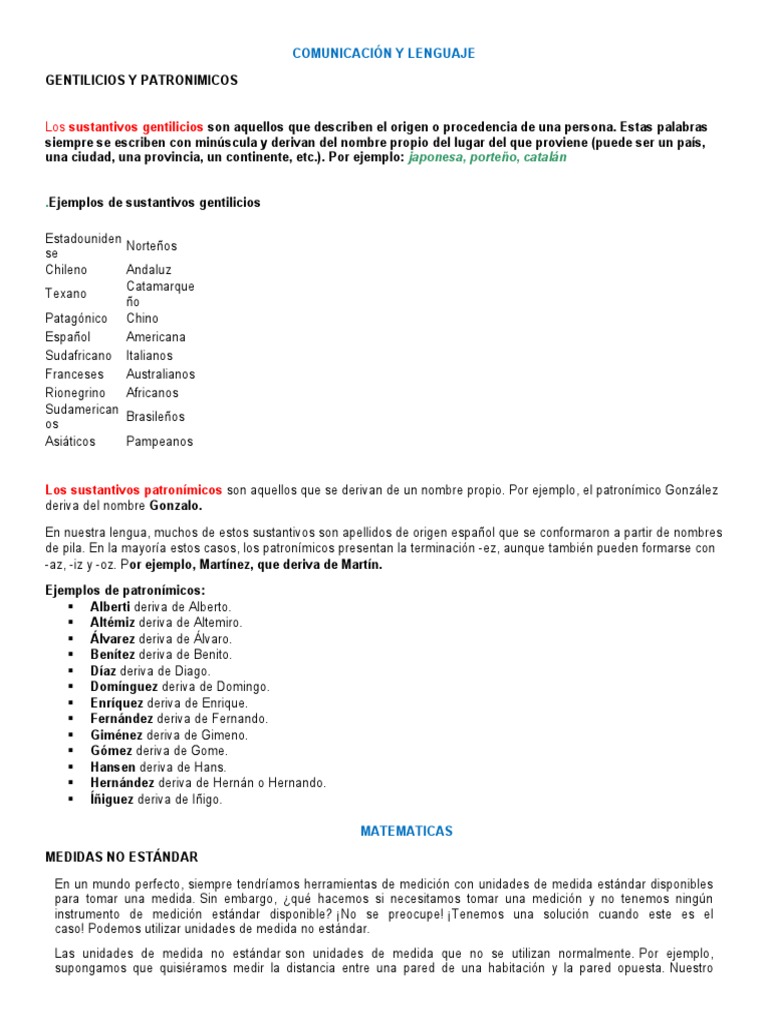Gentilicios y Patronímicos en Español | PDF | Sonido | Olas