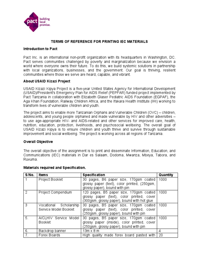 IEC Materials Printing Terms of Reference | PDF | Specification ...
