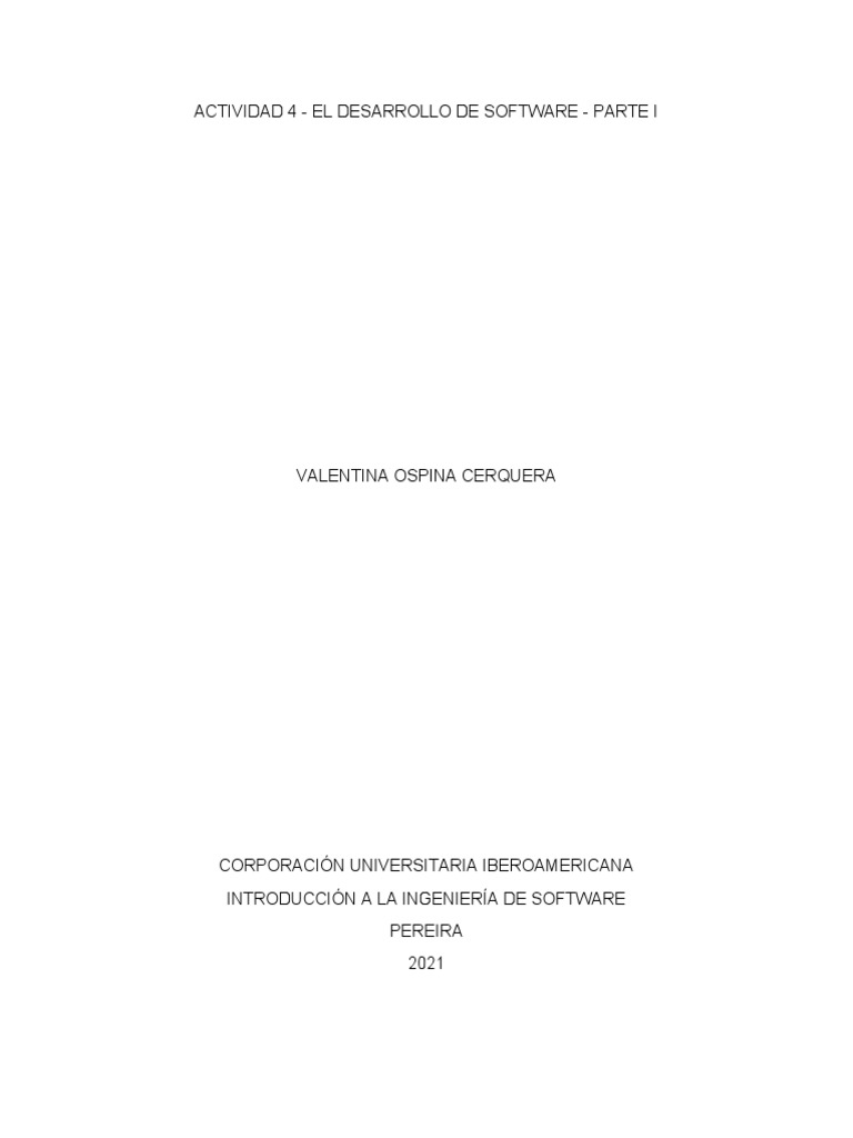 Actividad 4, Desarrollo de Software | PDF | Ingeniería de software ...