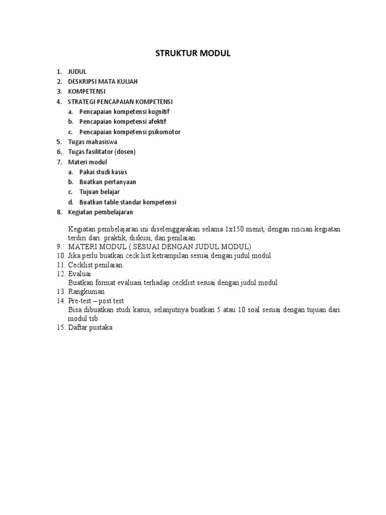 Struktur dan Penyusunan Modul Pembelajaran | PDF