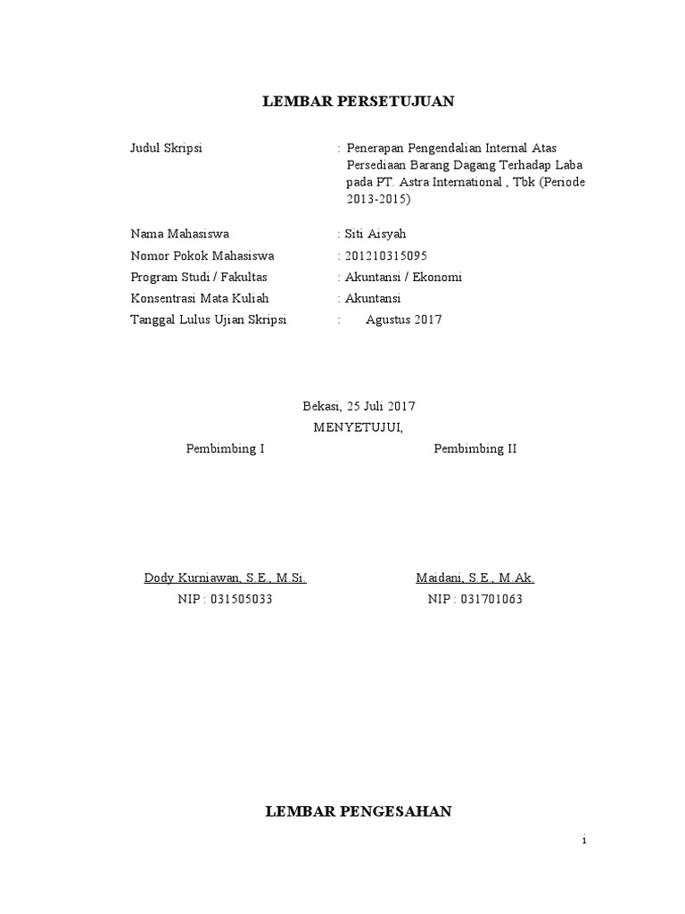 Lembar Pengesahan Skripsi | PDF