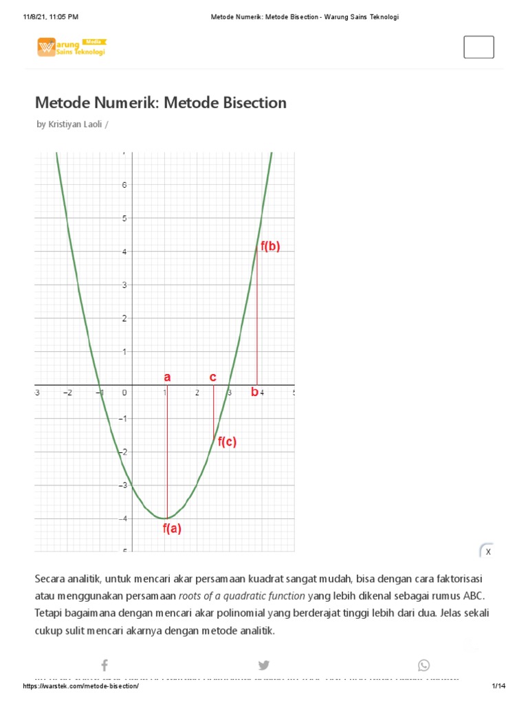 Metode Numerik - Metode Bisection - Warung Sains Teknologi | PDF