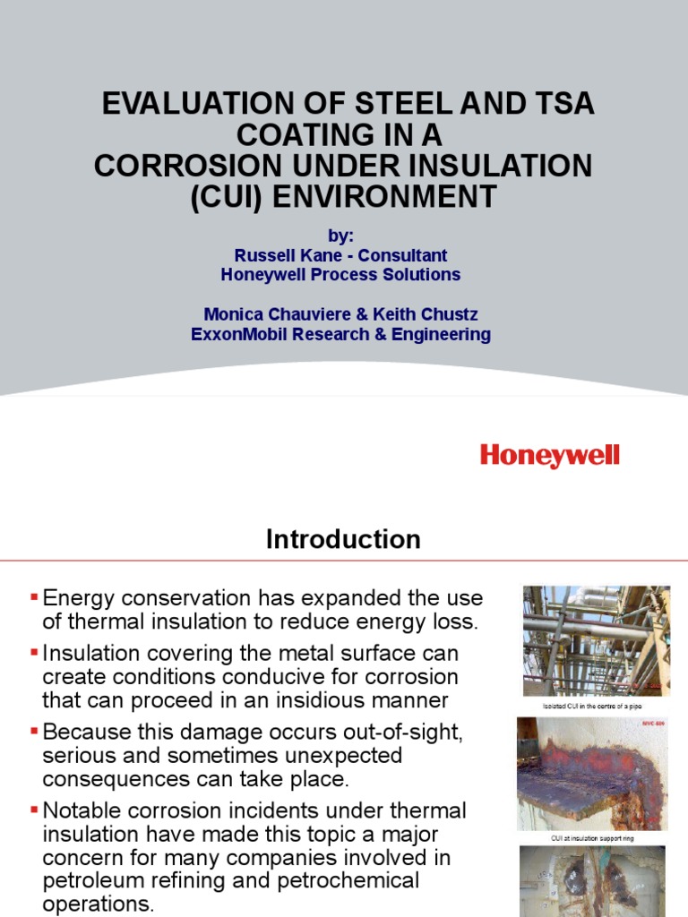 Evaluation of Steel and Tsa Coating in A Corrosion Under Insulation ...
