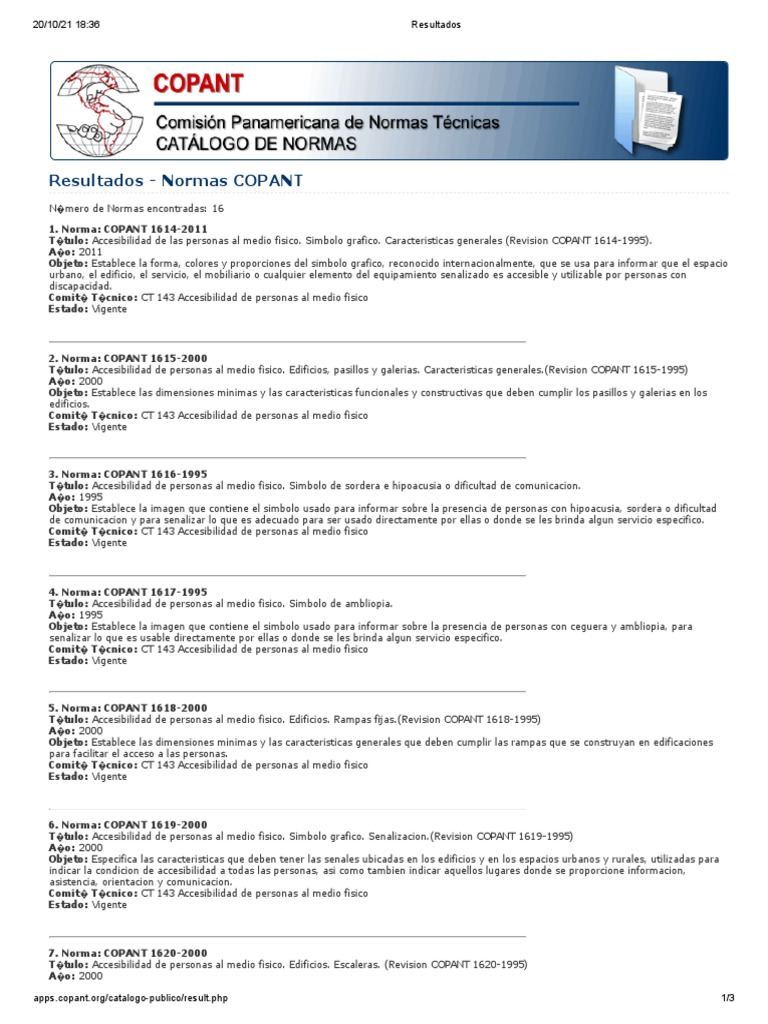 COPANT-Normas Accesibilidad | PDF | Invalidez