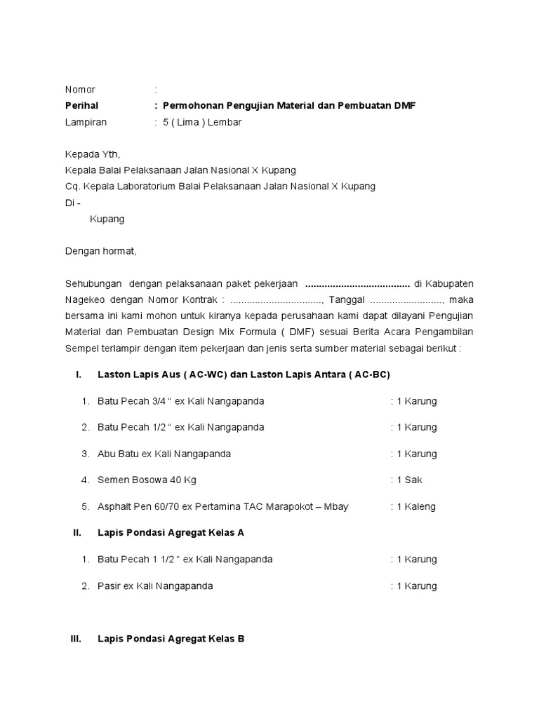 Surat Permhn DMF 05 | PDF
