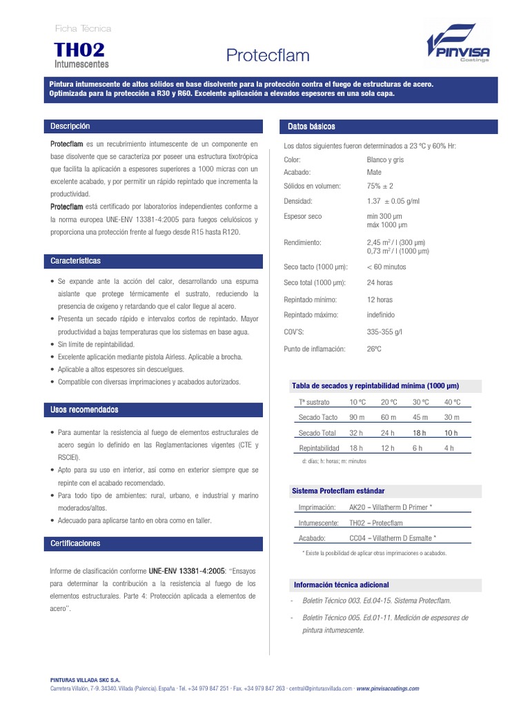 TH02 Protecflam | PDF | Pintar | Aislamiento térmico
