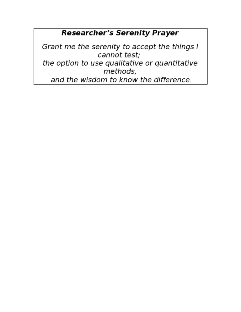 Researchers Serenity Prayer Pdf Quantitative Research Research