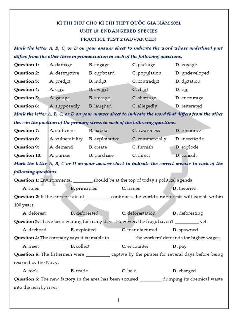 Unit 10 - Practice Test 2 | PDF