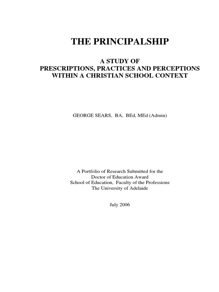 The Principalship | PDF | Perception | Leadership