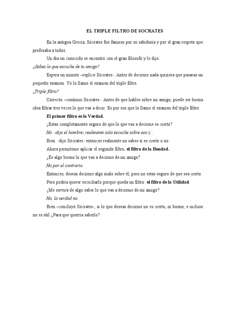 El Triple Filtro de Socrates | PDF