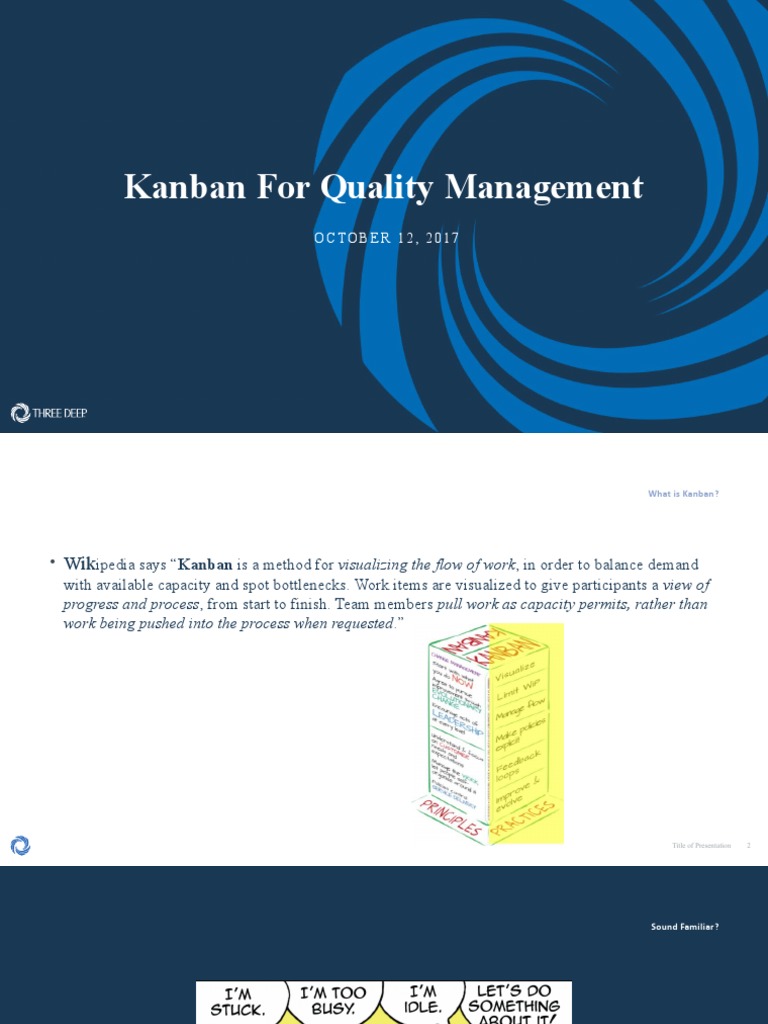 Kanban For Quality Management: Oc Tob E R 12, 2017 | PDF | Quality ...