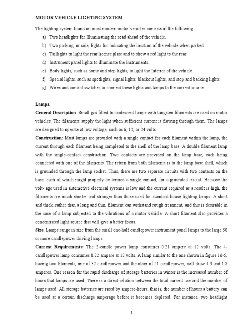 Vehicle Electral-Lighting System 07-6-18 | PDF | Headlamp ...