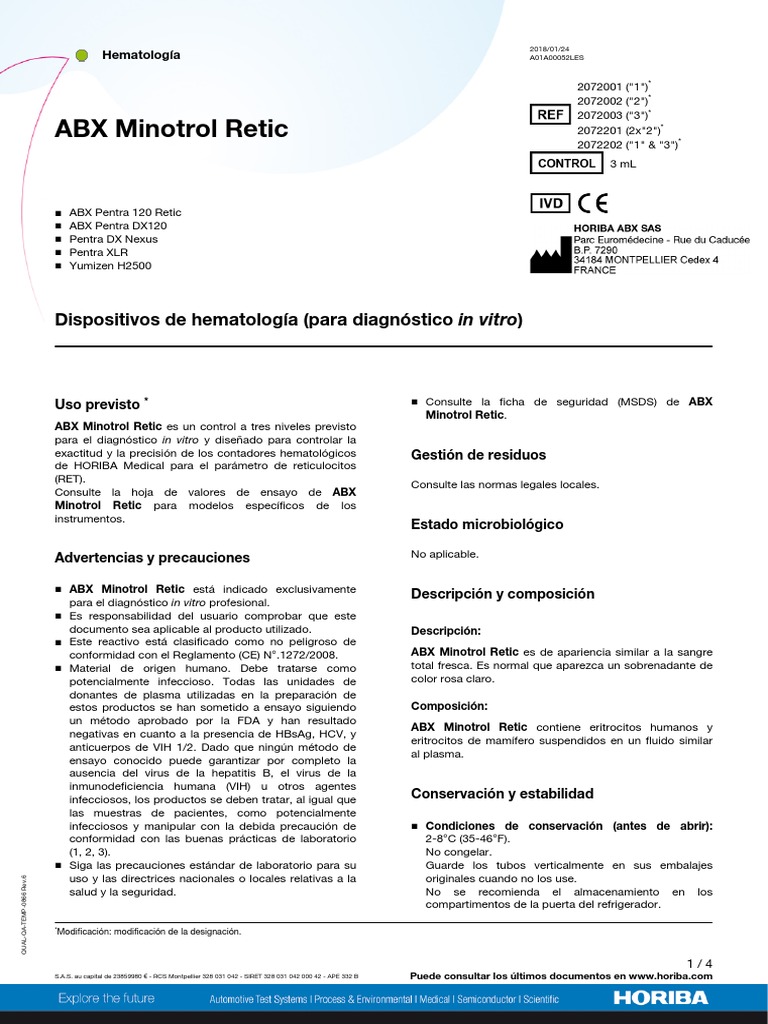 A01a00052les Abx Minotrol Retic | PDF | Calibración | Laboratorios