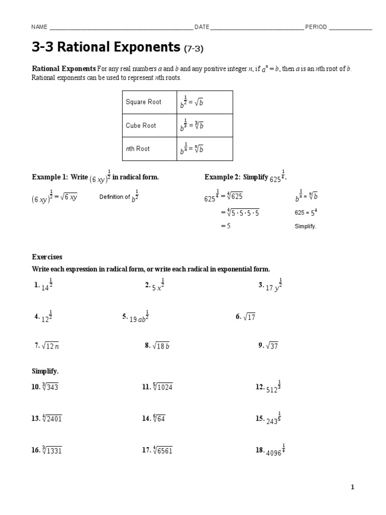 Rational Exponents and Equations Guide | PDF | Exponentiation | Mathematics