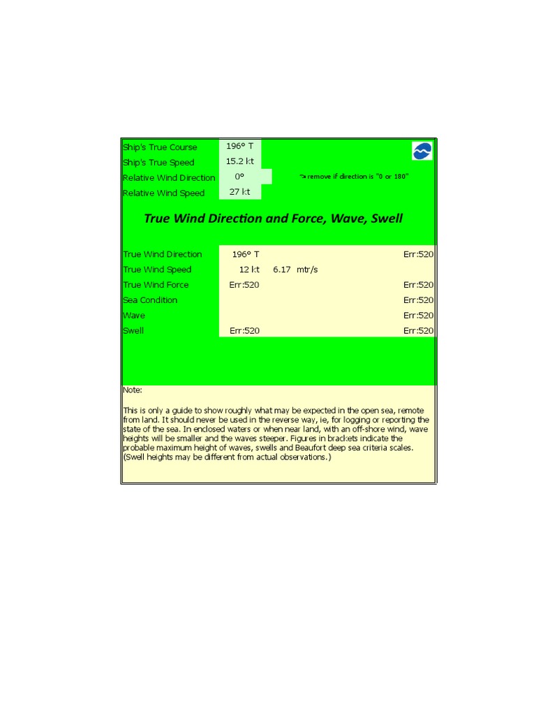 NOON With Sea Service Calculator | PDF | Meteorology | Meteorological ...