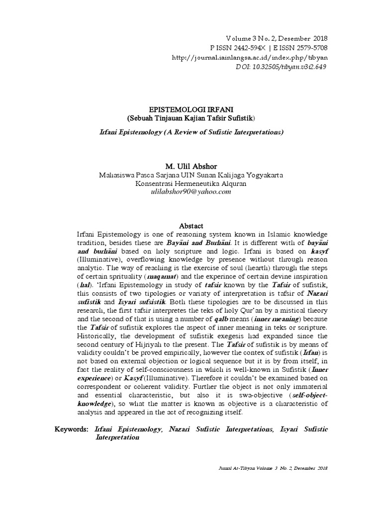 M. Ulil Abshor: Volume 3 No. 2, Desember 2018 P ISSN 2442-594X - E ISSN ...