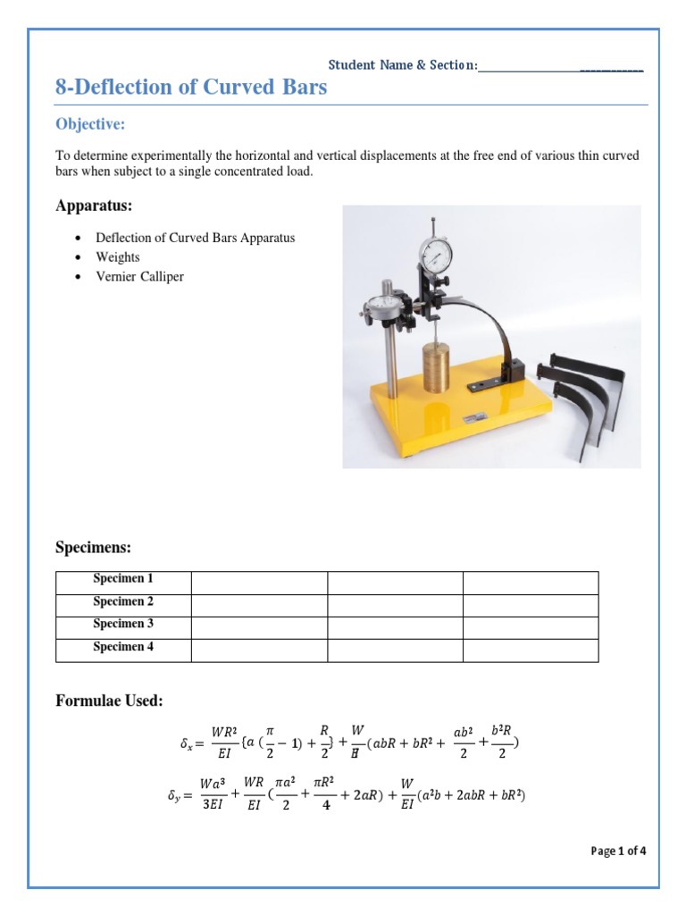 8-Deflection of Curved Bars: Objective | PDF | Materials Science ...