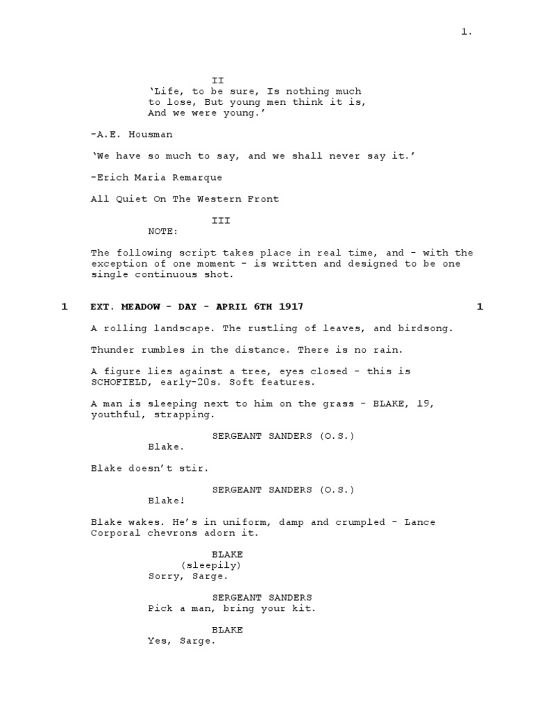 1917 Roteiro-Script | PDF