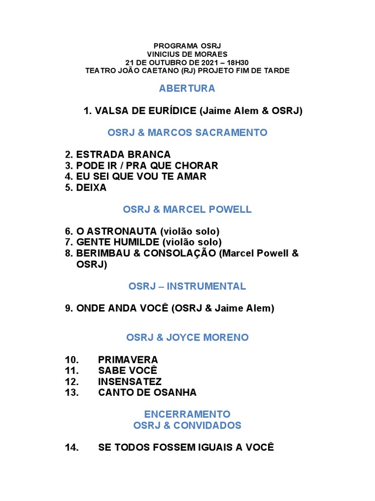Programa de Concerto | PDF
