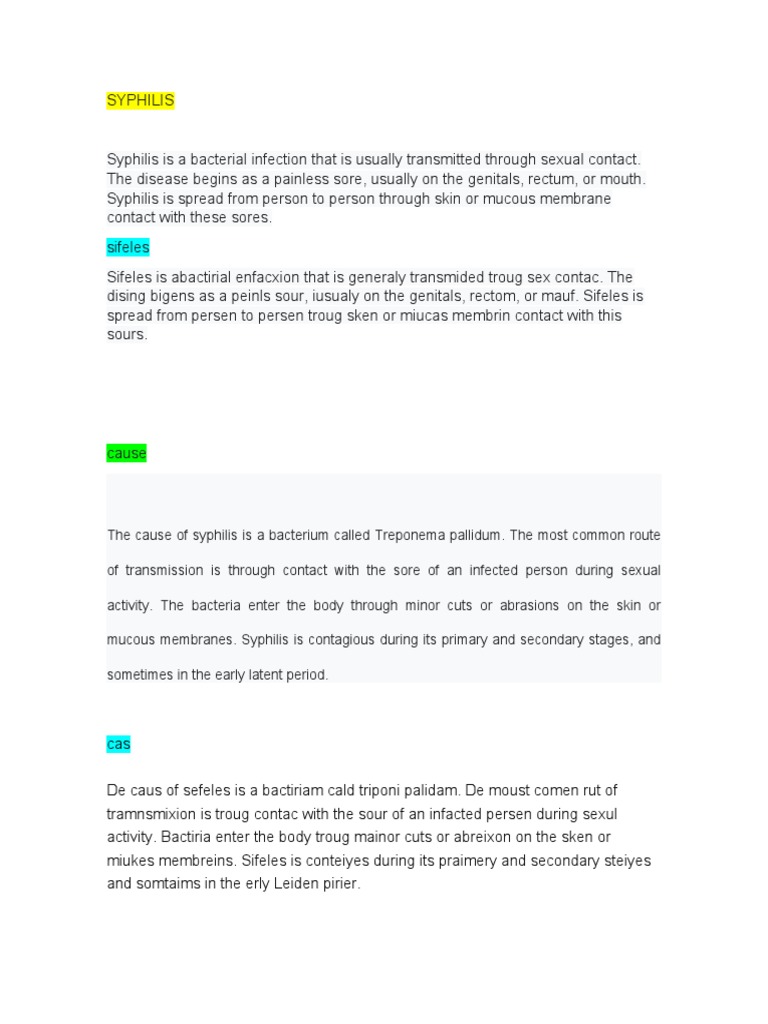 Syphilis | PDF | Infection | Epidemiology