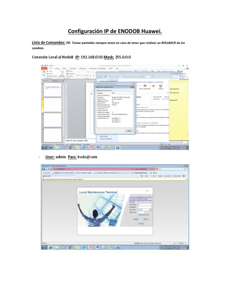 Configuración IP Huawei EnodeB | PDF | Dirección IP | Informática