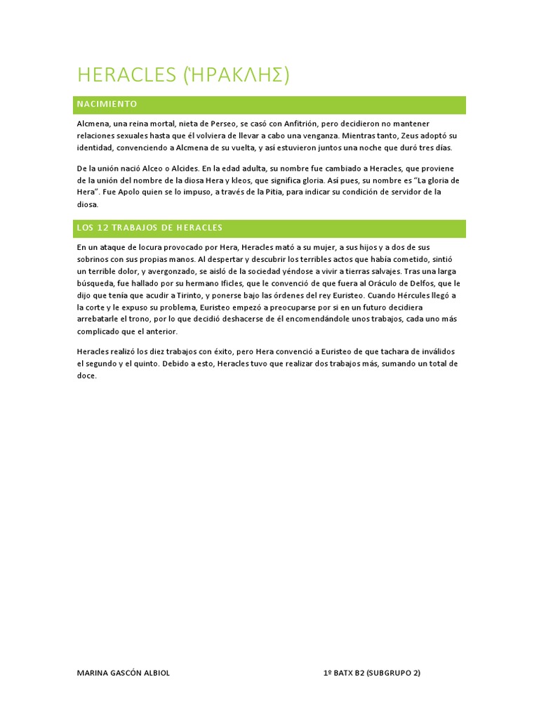 HERACLES | PDF | Mitología griega | Personajes mitologicos