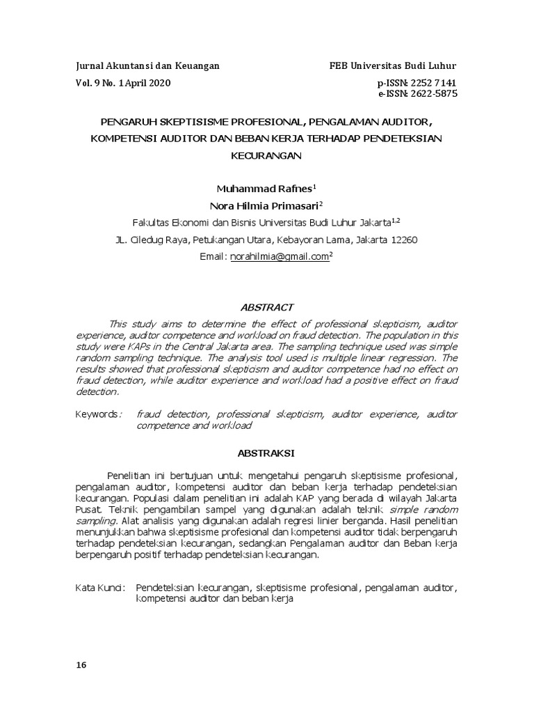 Pengaruh Skeptisisme Profesional, Pengalaman Auditor | PDF Pengaruh Skeptisisme Profesional, Pengalaman Auditor | PDF
