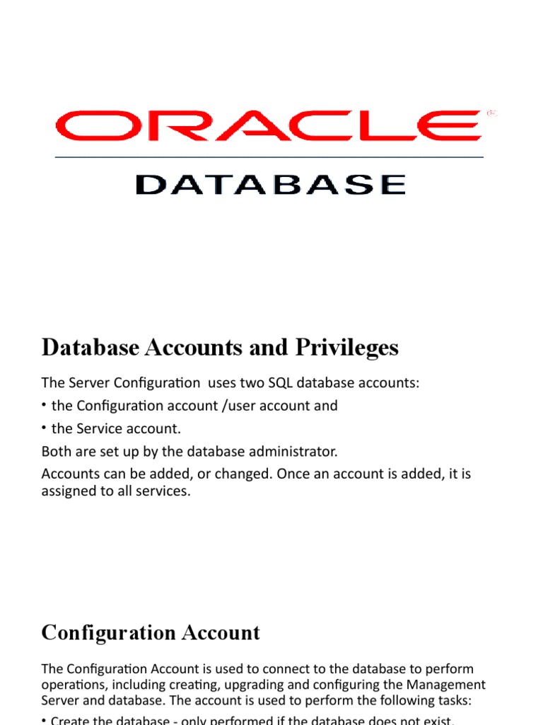 SQL Database Accounts & Privileges | PDF | Databases | Database Schema