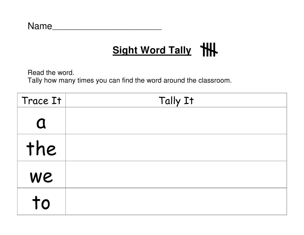 A The We To: Sight Word Tally | PDF