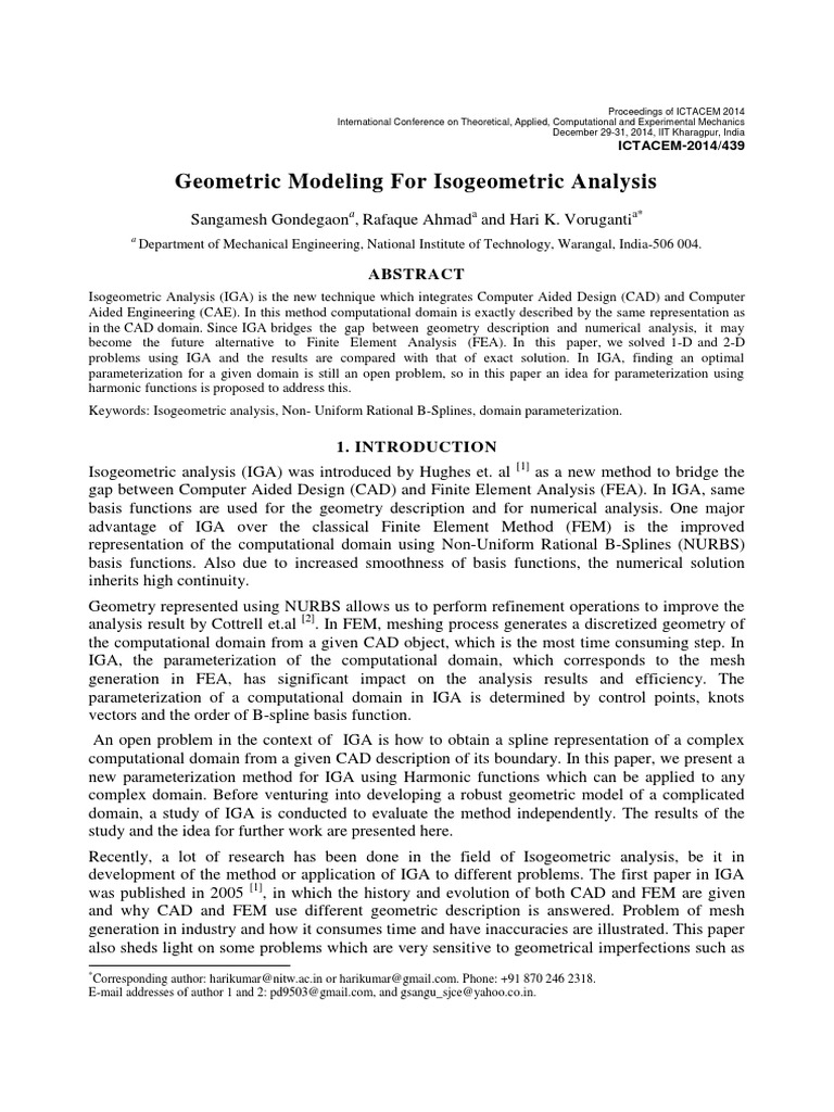 Geometric Modeling For Isogeometric Analysis: ICTACEM-2014/439 | PDF | Finite Element Method ...
