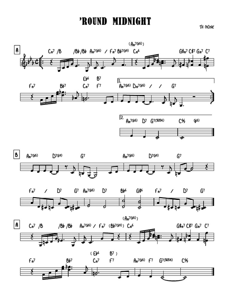 Round Midnight - Thelonious Monk | PDF