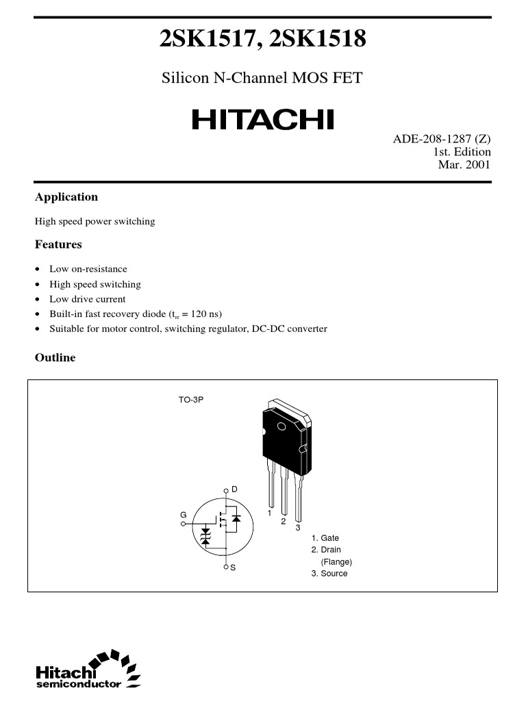 2SK1517, 2SK1518: Silicon N-Channel MOS FET | PDF | Field Effect Transistor | Diode