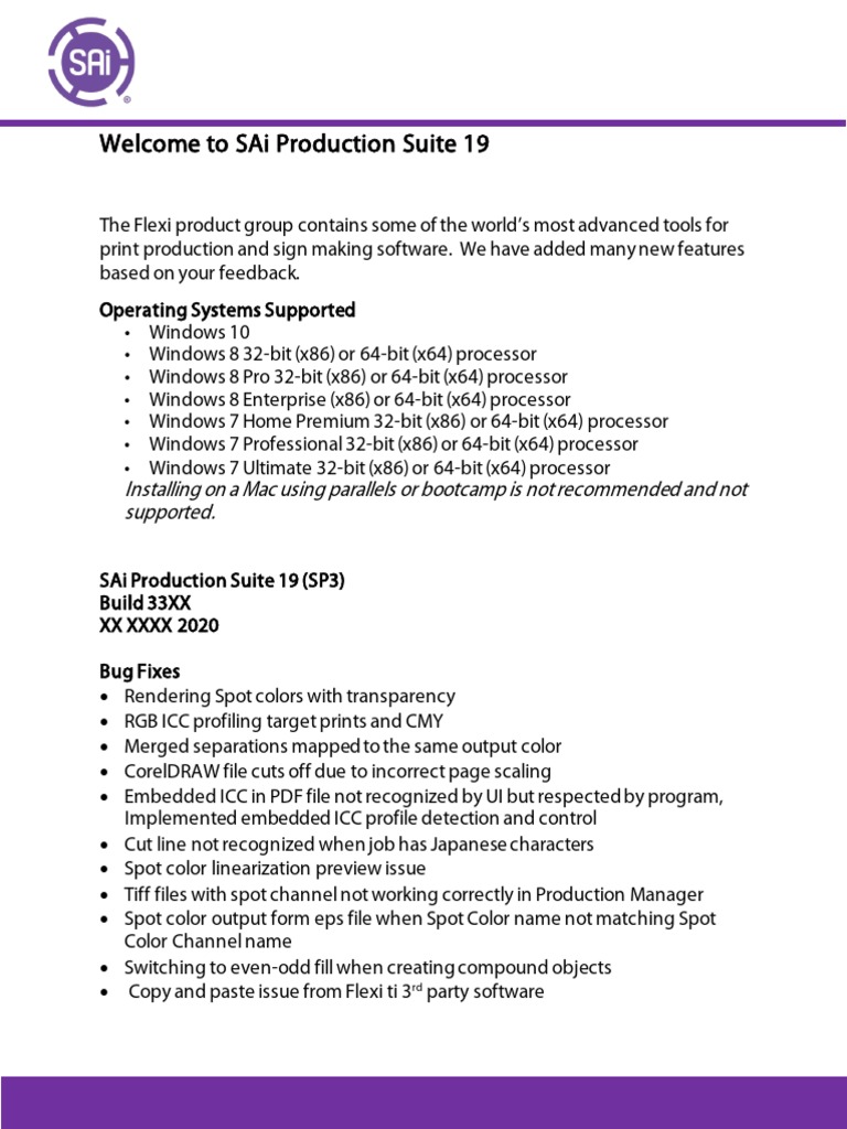 SAi Production Suite 19 Readme | PDF | 64 Bit Computing | Computer Graphics