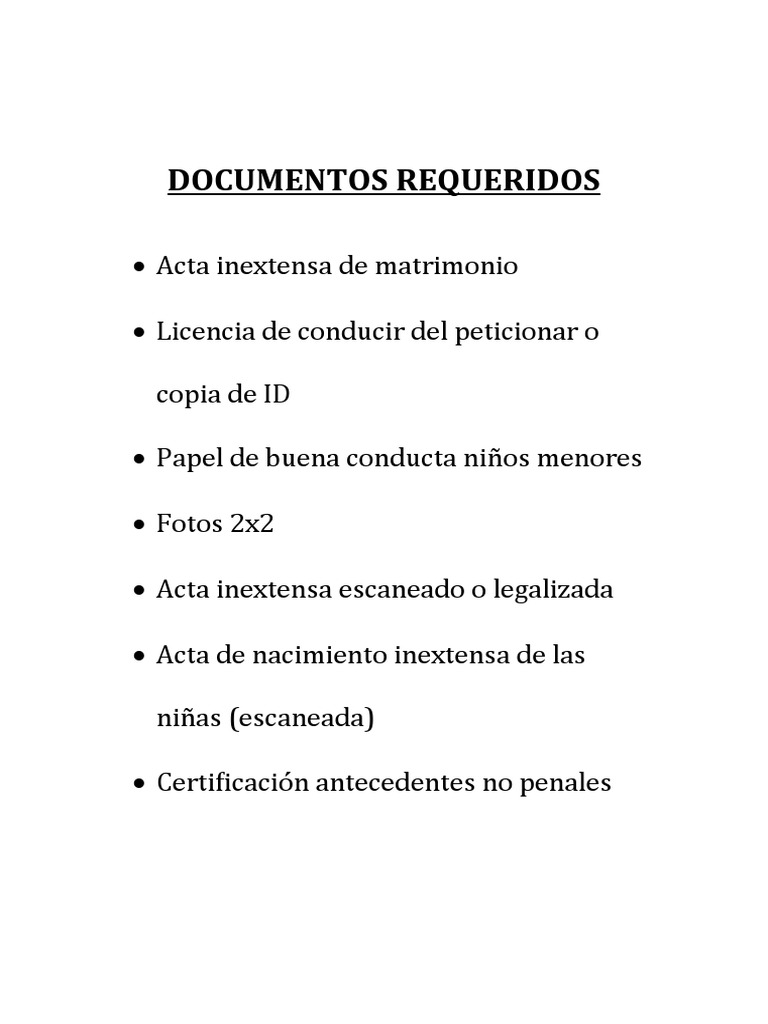 Documentos Requeridos | PDF