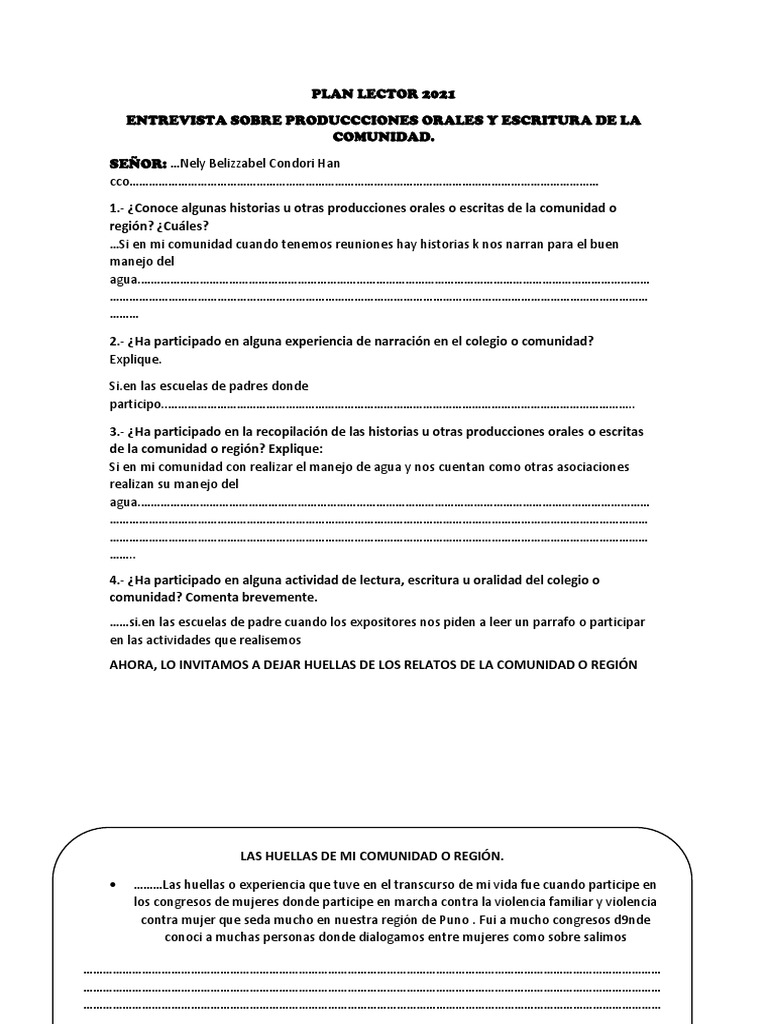Cuestionario Plan Lector 2021 PPFF | PDF