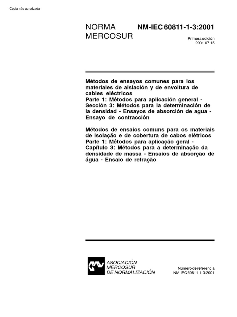 Métodos de ensayo IEC 60811-1-3 | PDF | Agua | Etanol